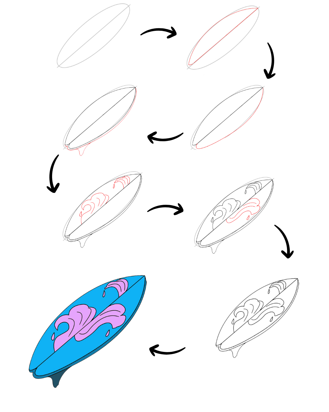 How To Draw An Easy Surfboard Drawing Simple Summer Drawings How To Draw An Easy Surfboard Drawing Simple Summer Drawings
